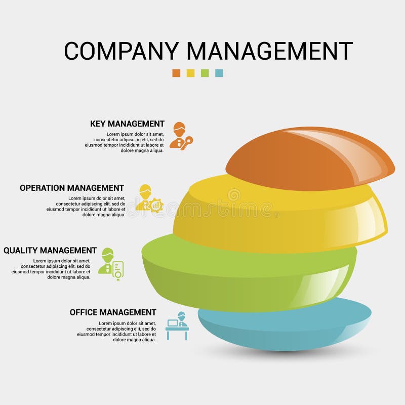 Infographic Company Management Icons Vector Illustration. 4 Colored ...