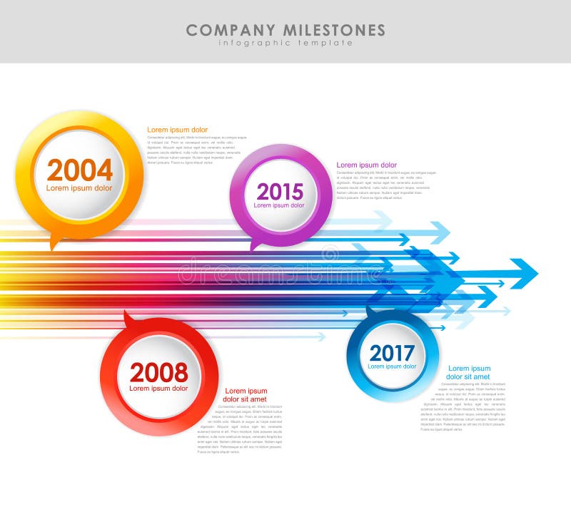 Infographic Company Milestones Timeline Vector Template with Arr Stock ...