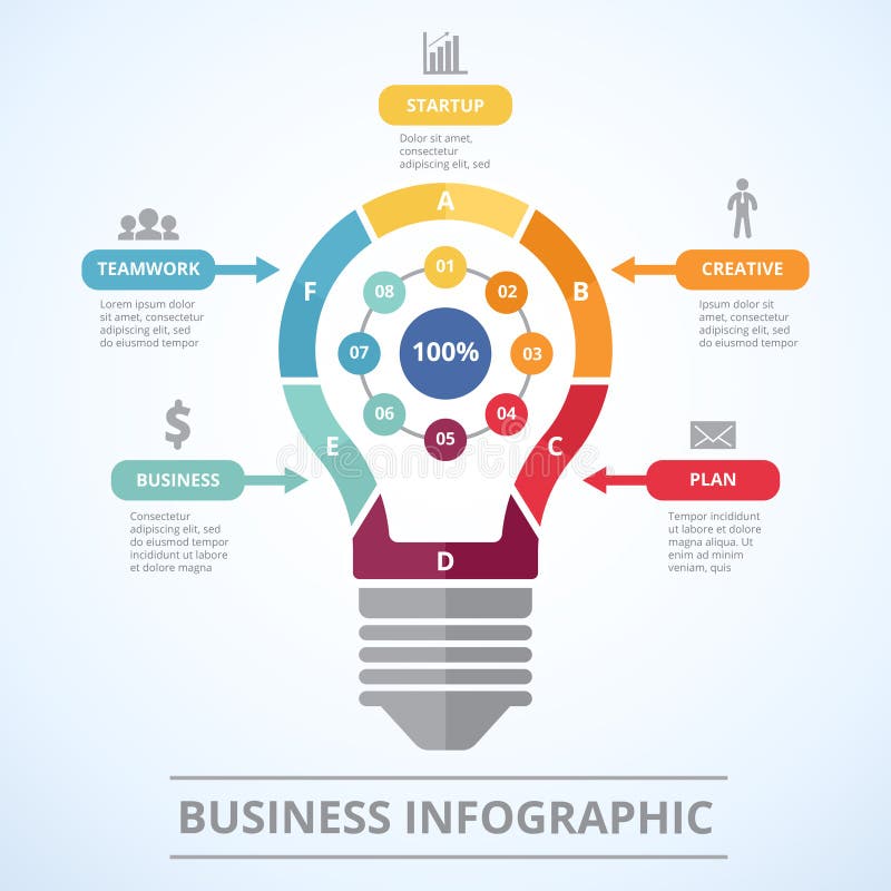 Infographic Concept with Stylized Picture of Lighting Bulb. Graphic ...