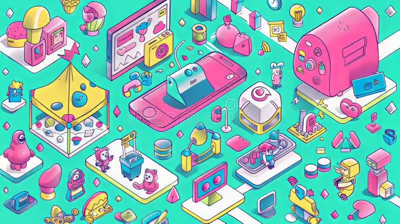 An Infographic Concept with Tiny Characters Interacting with Gadgets ...