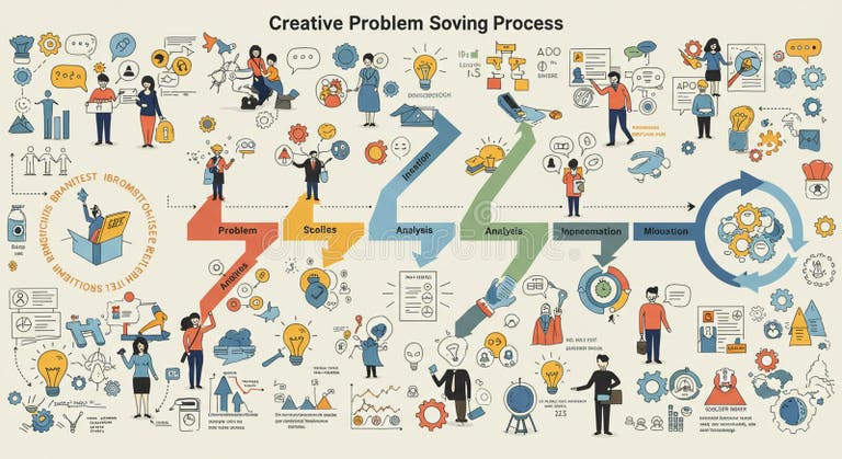 Infographic of the "Creative Problem Solving Process" Using a Flowchart with Stages Stock ...