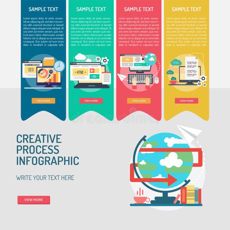 Creative Process Infographic Complex Stock Illustration - Illustration ...