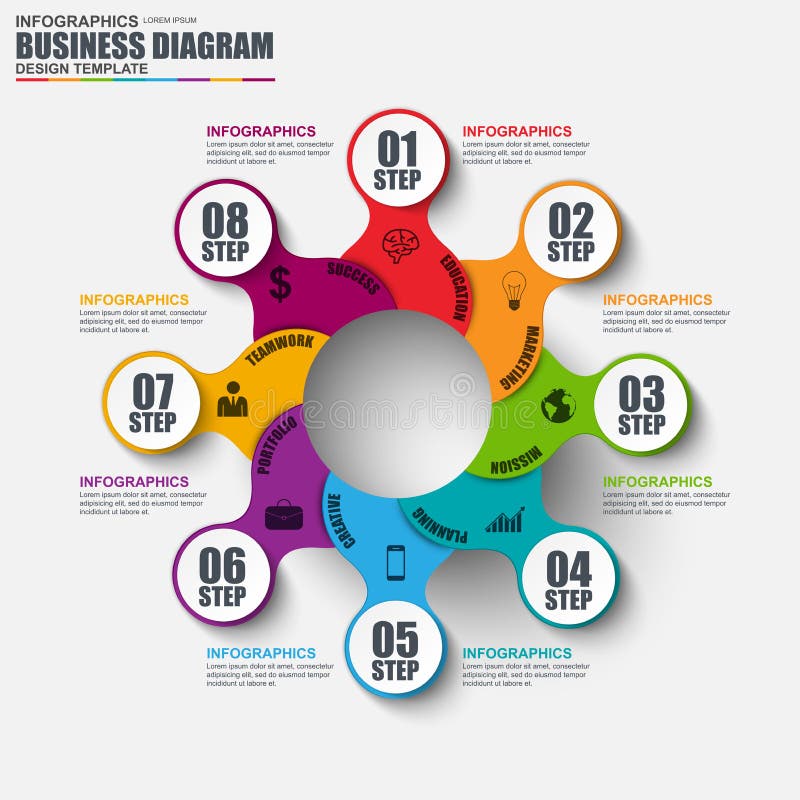 Infographic Cycle Diagram. Process Chart with 9 Options. Stock ...