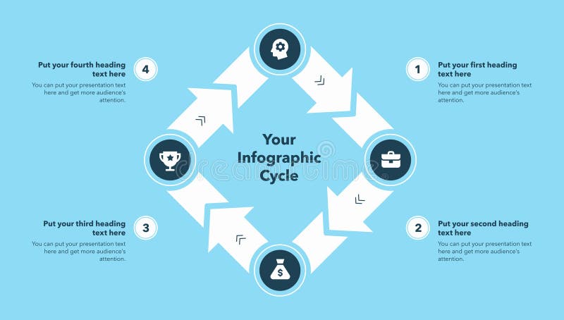 Infographic Cycle Template with Four Steps - Blue Version Stock Vector ...
