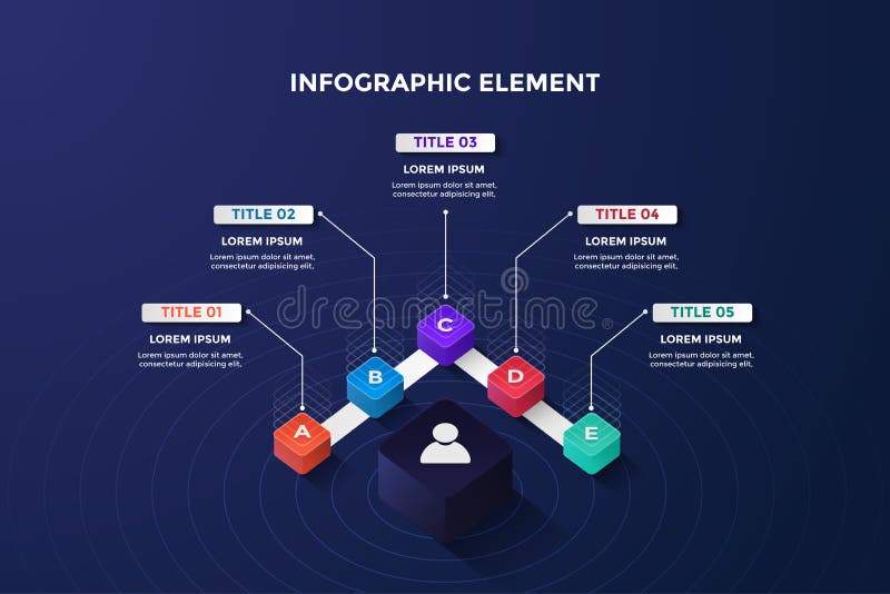 3D Infographic Element Square Shape Model, with 5 Color Options Stock ...