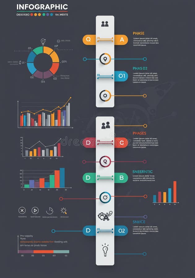 Infographic with a Dark Background Features a Vertical Timeline Divided ...