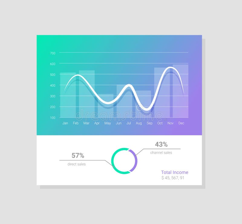 Infographic Dashboard Template. Simple Green Blue Design of Interface ...