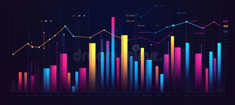 Infographic Data Chart with Vertical Bars, Line Charts, and Grid ...