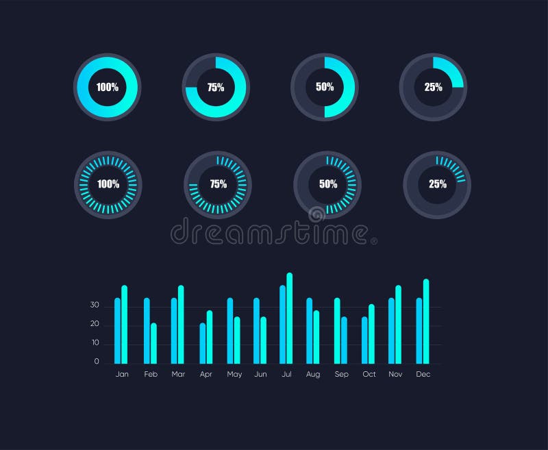 Infographic Data Graphs. Vector Financial and Marketing Charts. Network ...