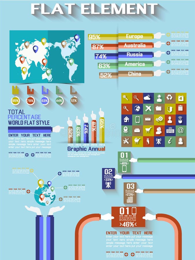 Infographic Demographic Elements Chart and Graphic Flat Collection ...