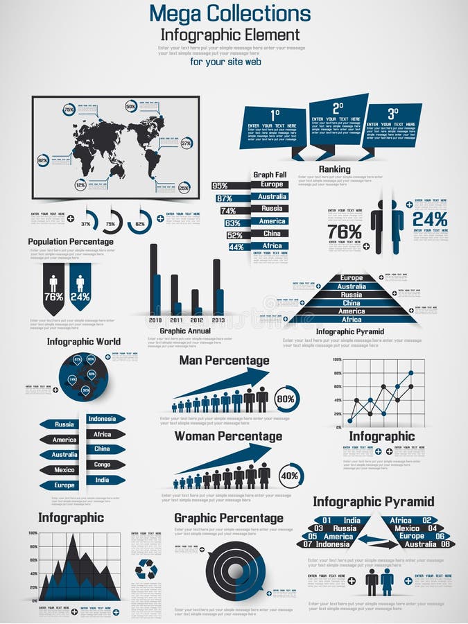 Infographic Demographic Elements Chart and Graphic for Web Stock Vector ...