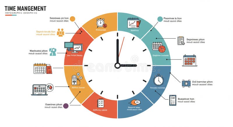 Infographic Depicting a Clock Face with Segments Representing Different ...
