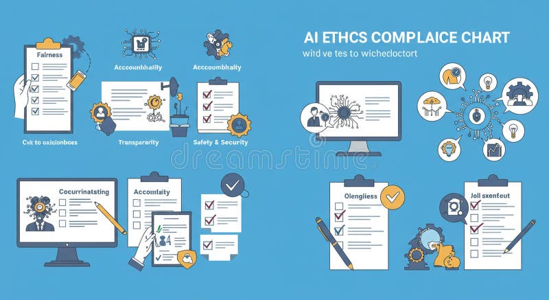 Infographic Depicting a Compliance Chart for AI Ethics on a Blue ...