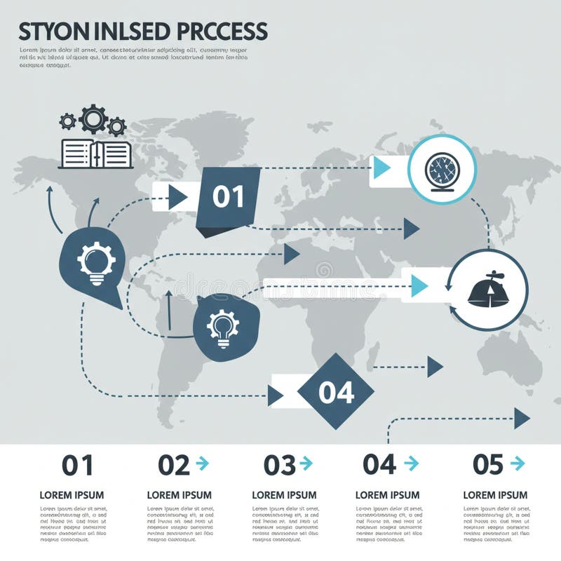 Infographic Depicting a Five-step Process Over a World Map Background ...