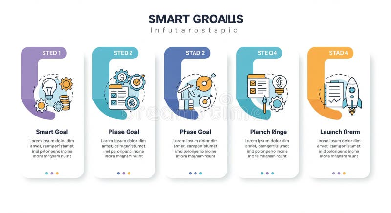 Infographic Depicting a Four-step Process with Pastel-colored Sections ...
