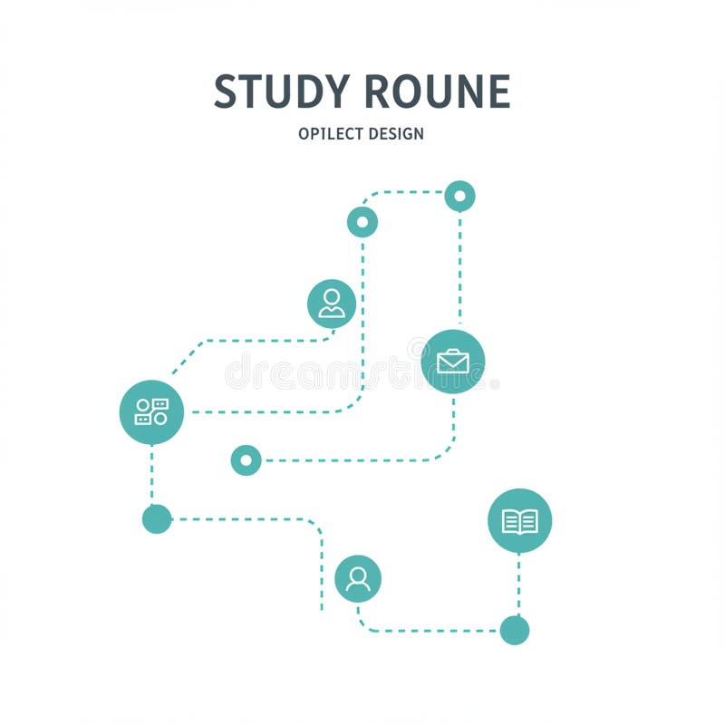 Infographic Depicting a Process Flow with Teal Circles Connected by Dotted Lines on a Stock ...