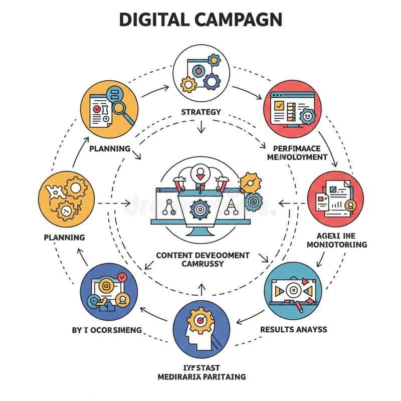 Infographic Depicting Stages of a Digital Campaign Cycle. Seven ...