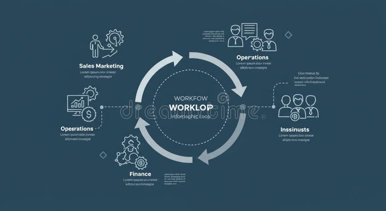 Infographic Depicting a Workflow Loop with Four Interconnected Sections ...