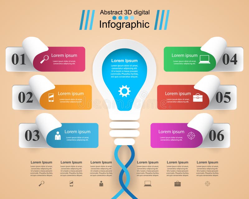 Infographic Design. Bulb, Light Icon. Stock Vector - Illustration of ...