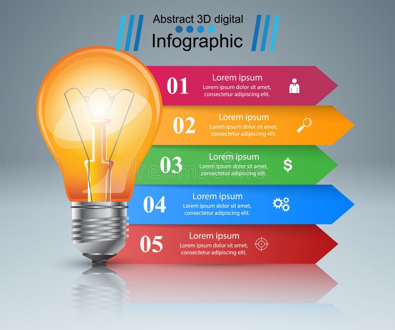 Infographic Design. Bulb, Light Icon. Stock Vector - Illustration of ...