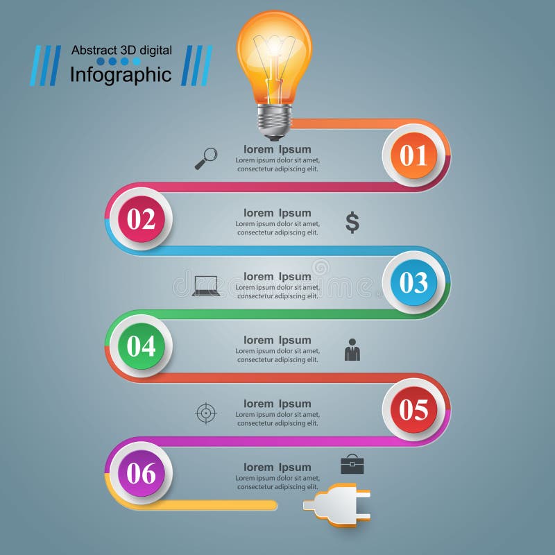 Infographic Design. Bulb, Light Icon. Stock Vector - Illustration of ...