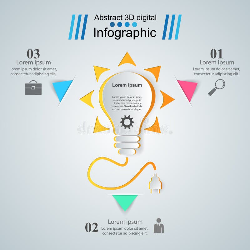 Infographic Design. Bulb, Light Icon. Stock Vector - Illustration of ...