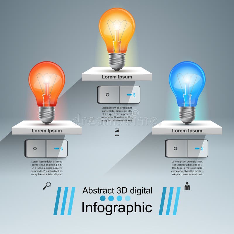 Infographic Design. Bulb, Light Icon. Stock Vector - Illustration of ...