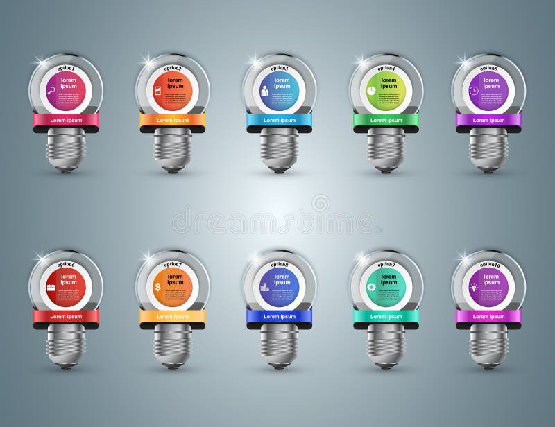 Infographic Design. Bulb, Light Icon. Stock Vector - Illustration of ...