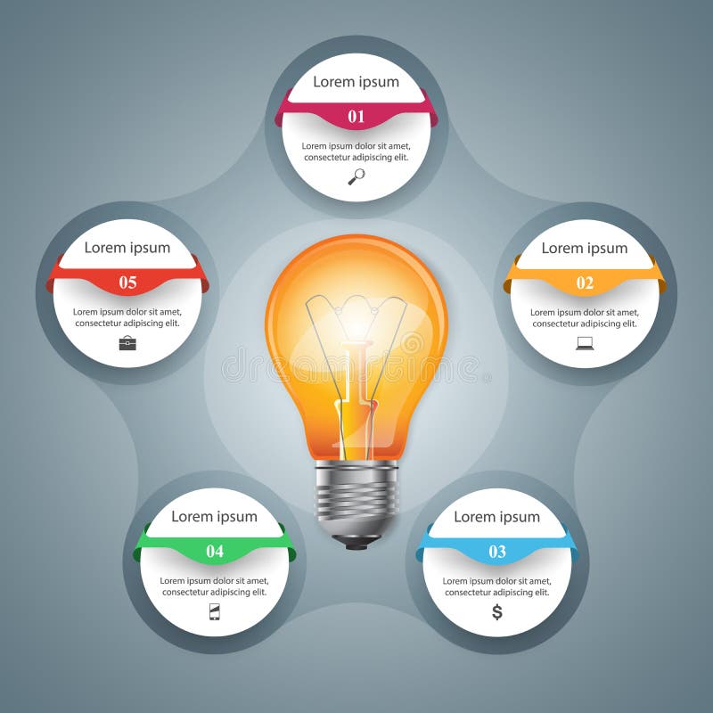 Infographic Design. Bulb, Light Icon. Stock Vector - Illustration of ...