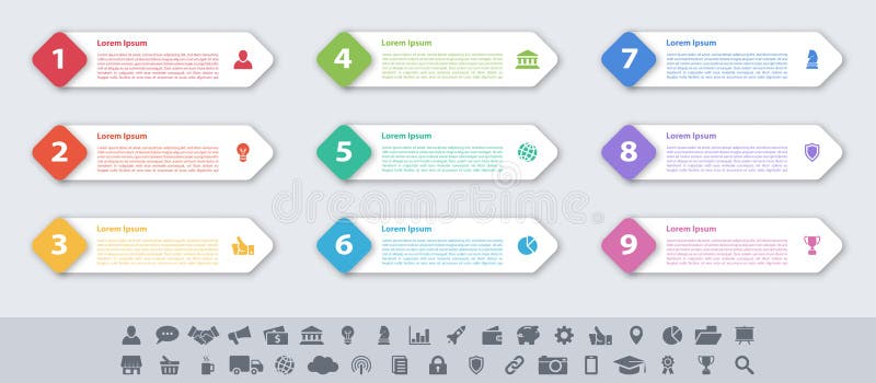 Infographic Design Business Concept with 9 Steps Stock Vector ...