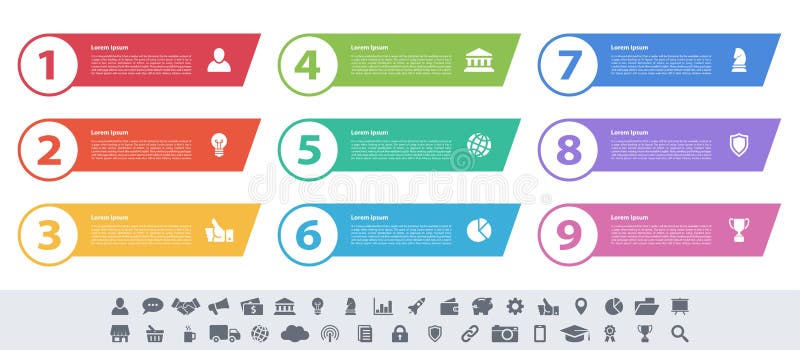 Infographic Design Business Concept with 9 Steps Stock Vector ...