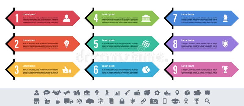 Infographic Design Business Concept with 9 Steps Stock Illustration ...