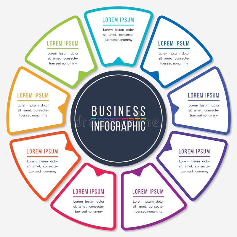 Infographic Design Circle 9 Steps or Elements Business Information ...