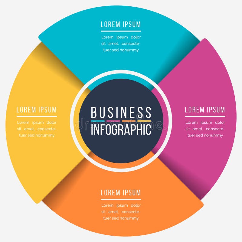 Infographic Design Circle 4 Steps, Objects, Options or Elements Business Information Colored ...