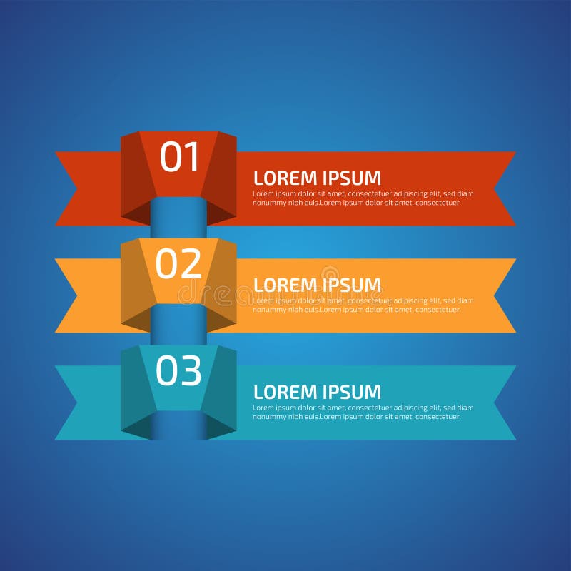 Infographic Design Elements with 3 Different Color, Red, Yellow, Blue ...