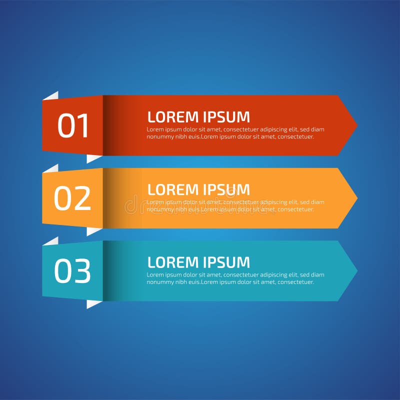 Infographic Design Elements with 3 Different Color, Red, Yellow, Blue ...