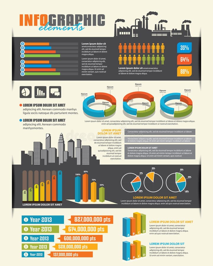 Detailed Infographic Elements Set with World Map Graphics and Ch Stock ...