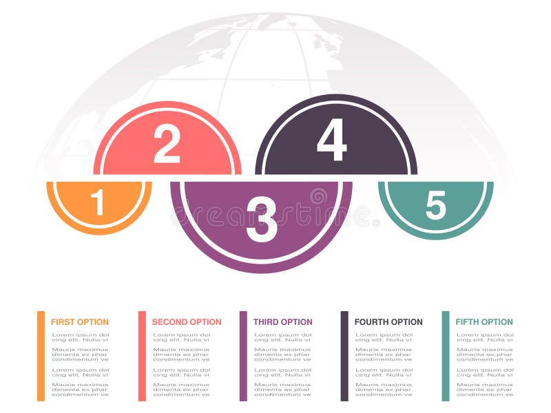 Infographic Design with Five Business Steps and Globe. Workflow Layout ... Infographic Design with Five Business Steps and Globe. Workflow Layout ...