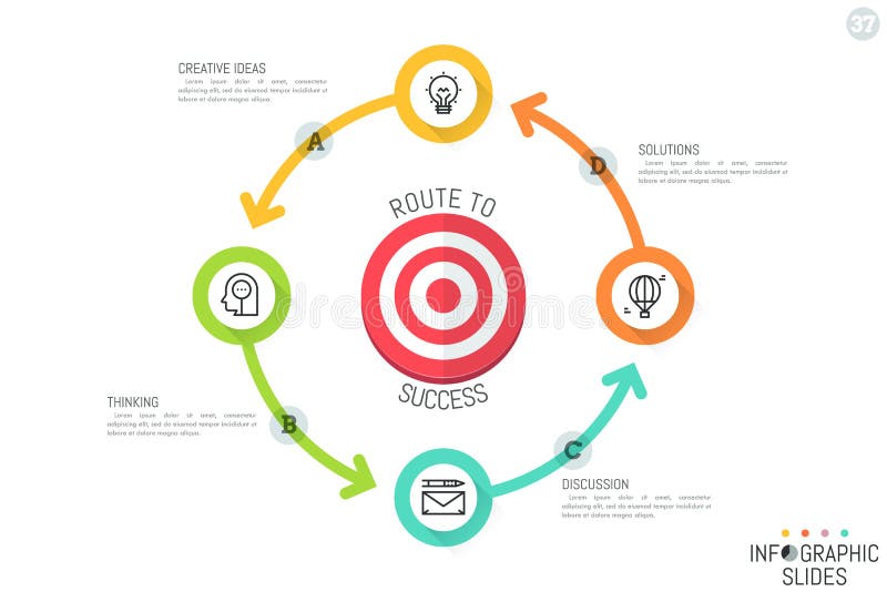 Infographic Design Layout. Circular Diagram with Four Round Colorful ...