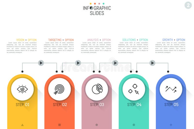 Infographic Design Layout, 5 Numbered Rounded Elements Containing ...