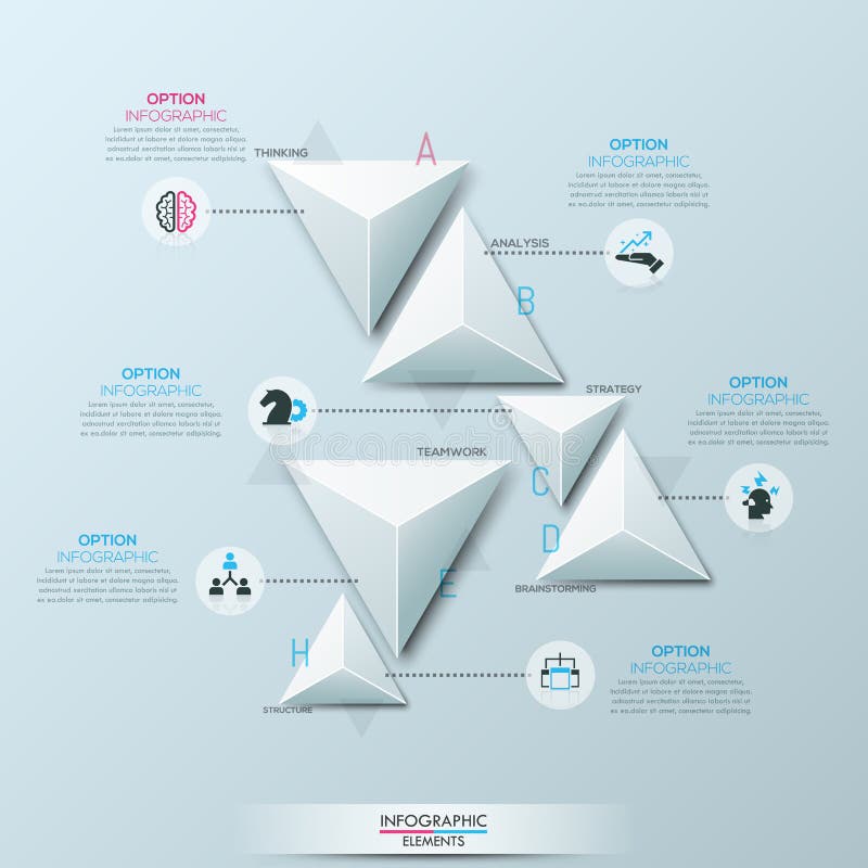 Infographic Design Layout with 6 Separate White Paper Triangular ...