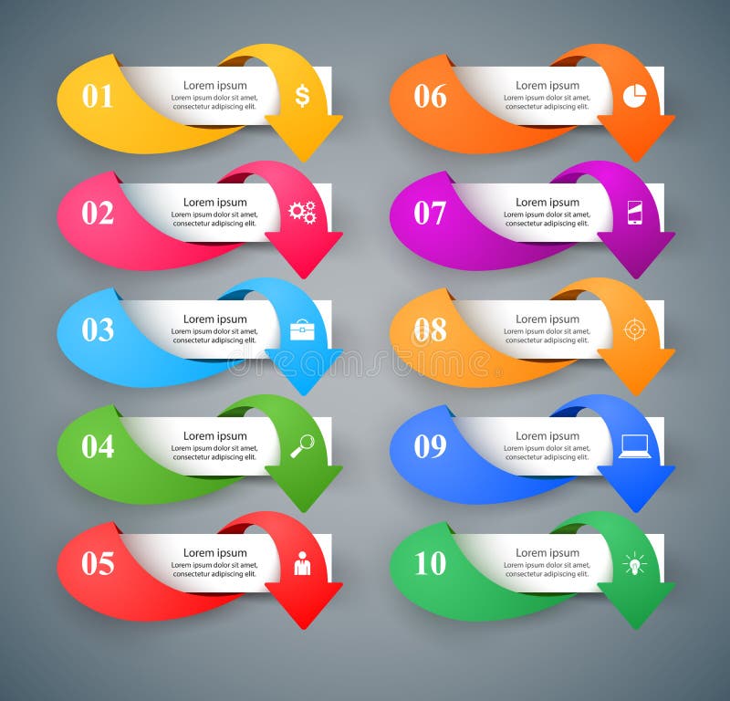 Infographic Design. List of 10 Items. Paper Illustrator. Stock Vector ...