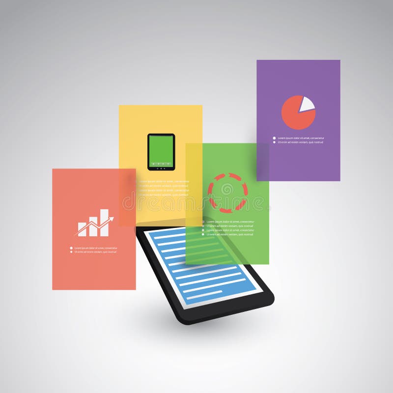 Infographic Design - Mobile Phone or Tablet with Layers Stock Vector ...