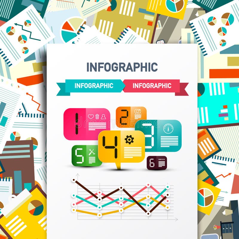 Infographic Design on Paper with Paperwork Background Stock Vector ...