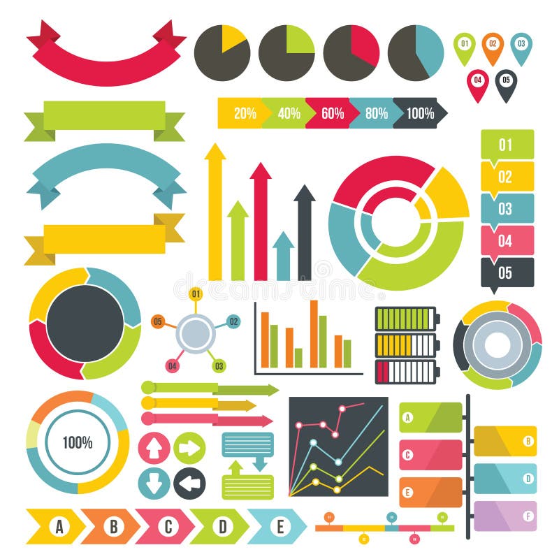 Infographic Design Parts Icons Set, Flat Style Stock Vector ...