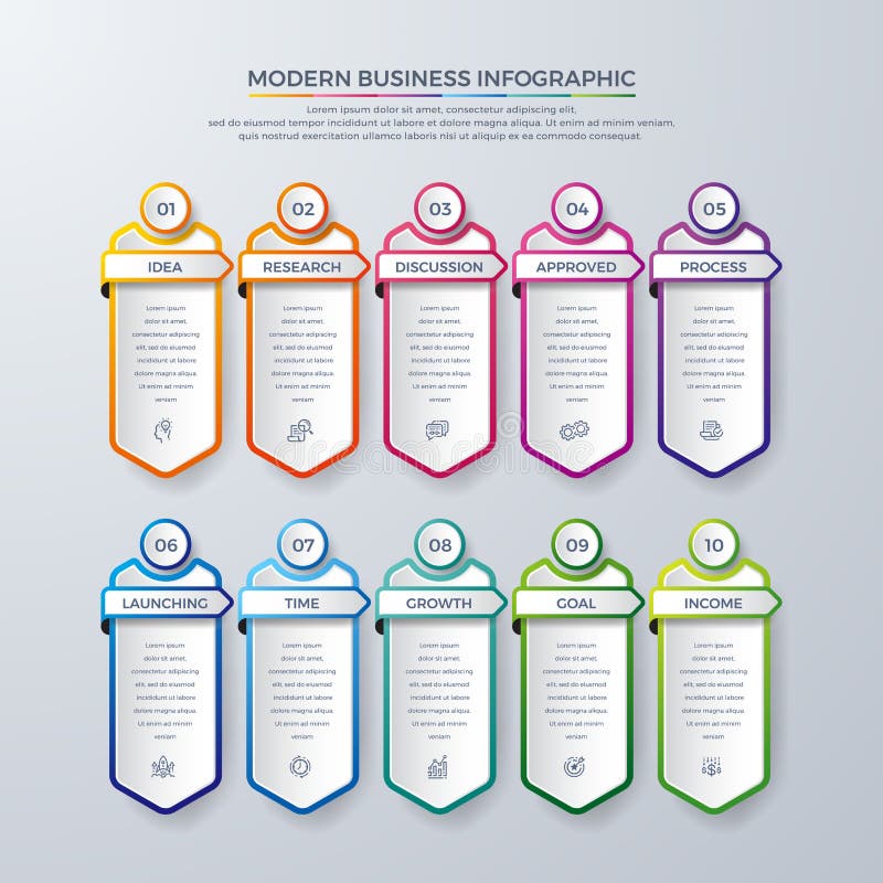 Infographic Design with 10 Process Choices or Steps. Creative ...