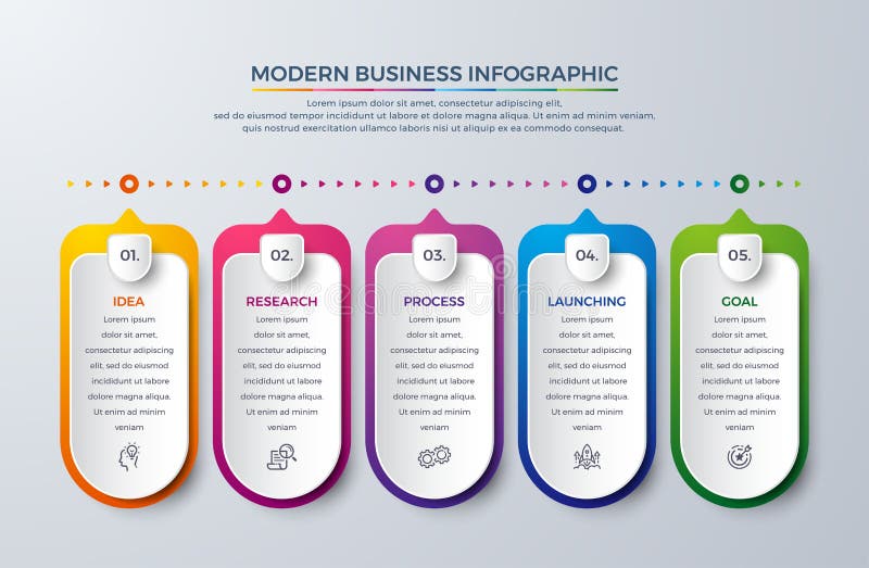 3 Steps Modern Infographic with Green, Purple, Orange, and Blue Color ...