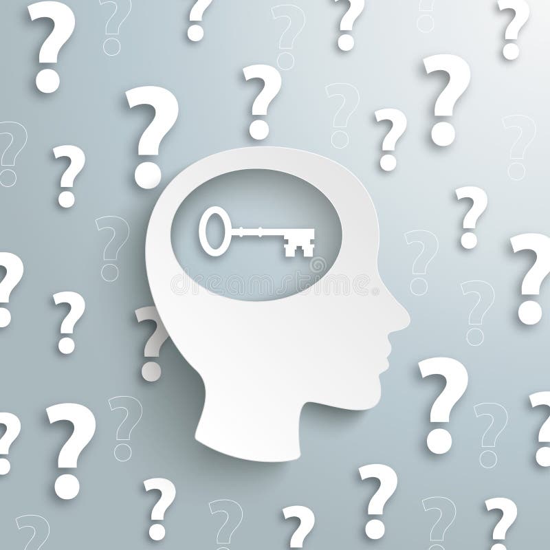 Human Head Brain Qustions Key Success Stock Vector - Illustration of ...