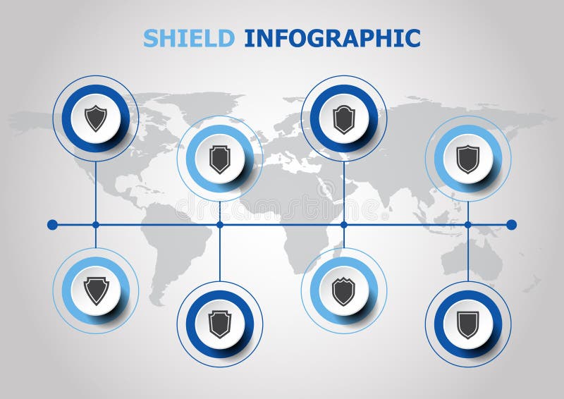 Infographic Design with Shield Icons Stock Vector - Illustration of ...