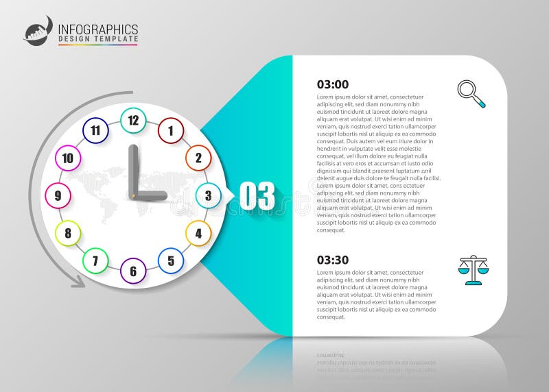Infographic Design Template. Clock Concept with 12 Steps Stock Vector ...